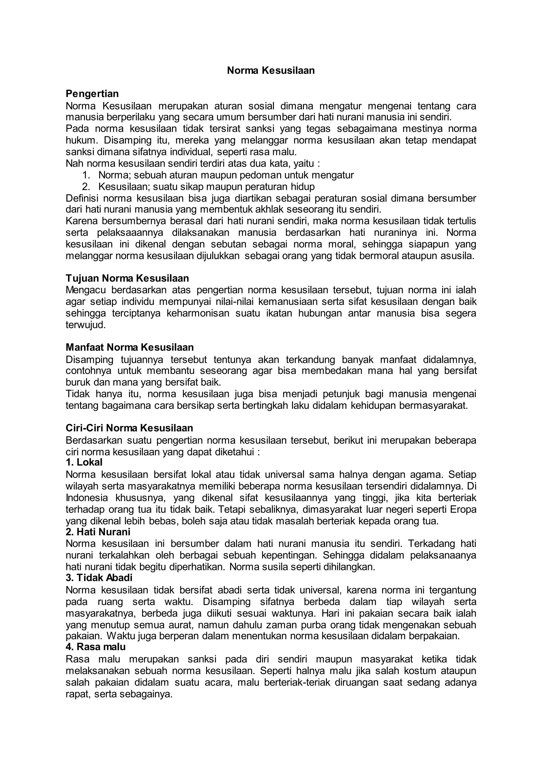 Norma kesusilaan | DOCX