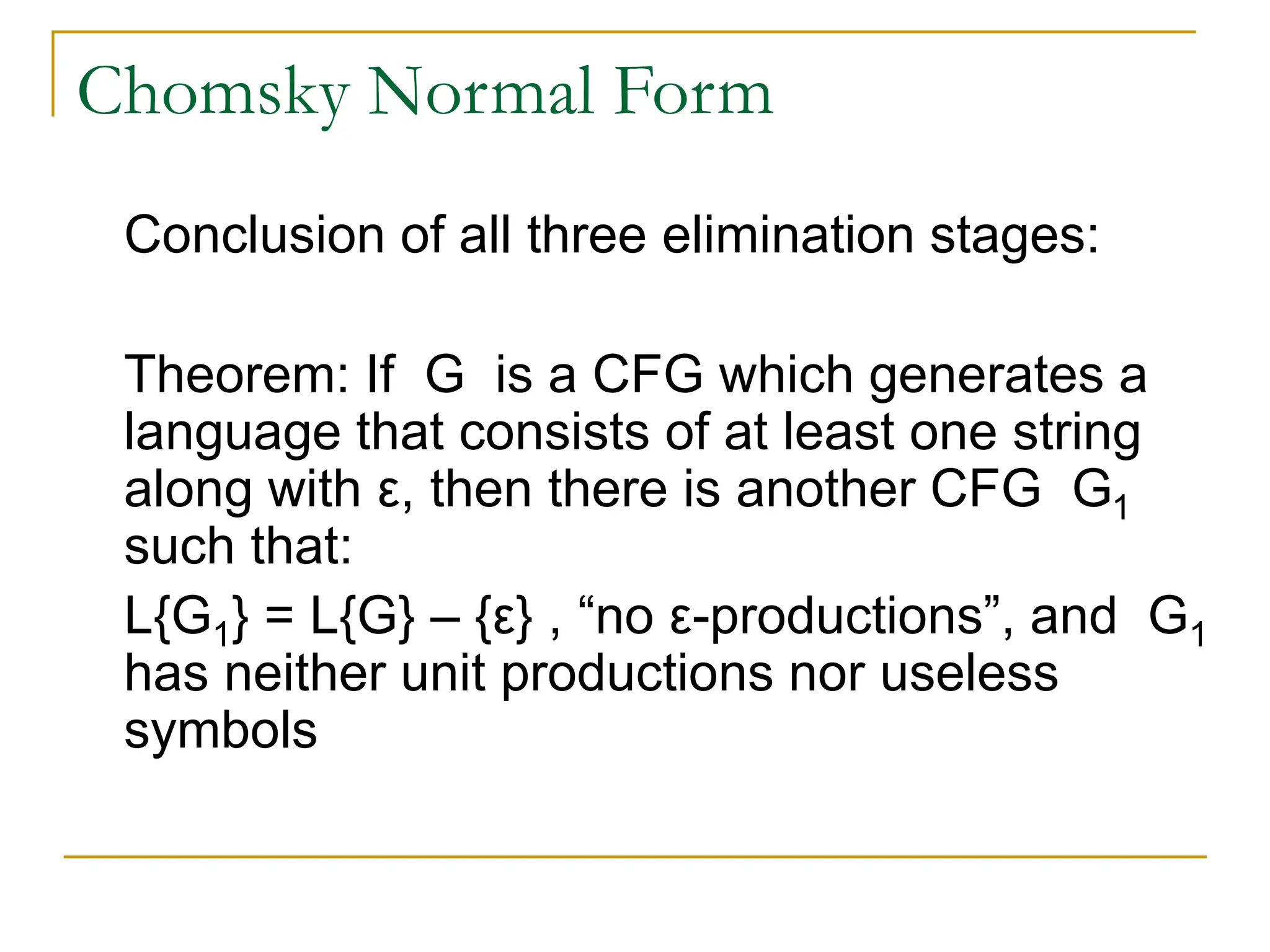 Normal Forms For Context Free Grammars Ppt