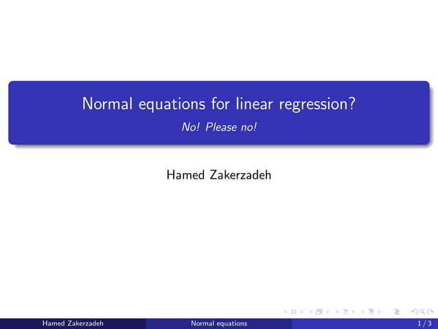 Normal equations for linear regression? | PDF