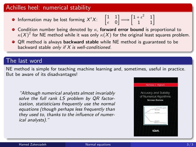 Normal equations for linear regression? | PDF