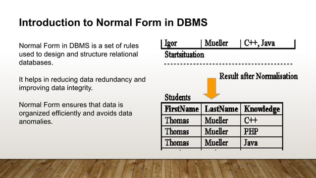 normal form of dbms.pptx | Databases | Computer Software and Applications