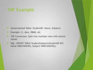 Normal forms and ACID Pr0perties in DBMS | PPTX