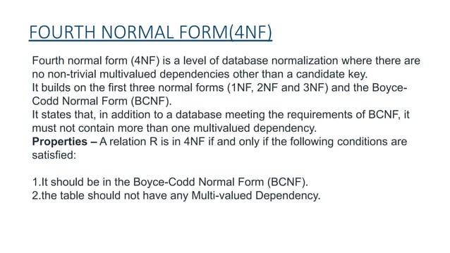 Normal forms fourth and fifth.pptx | Databases | Computer Software and Applications
