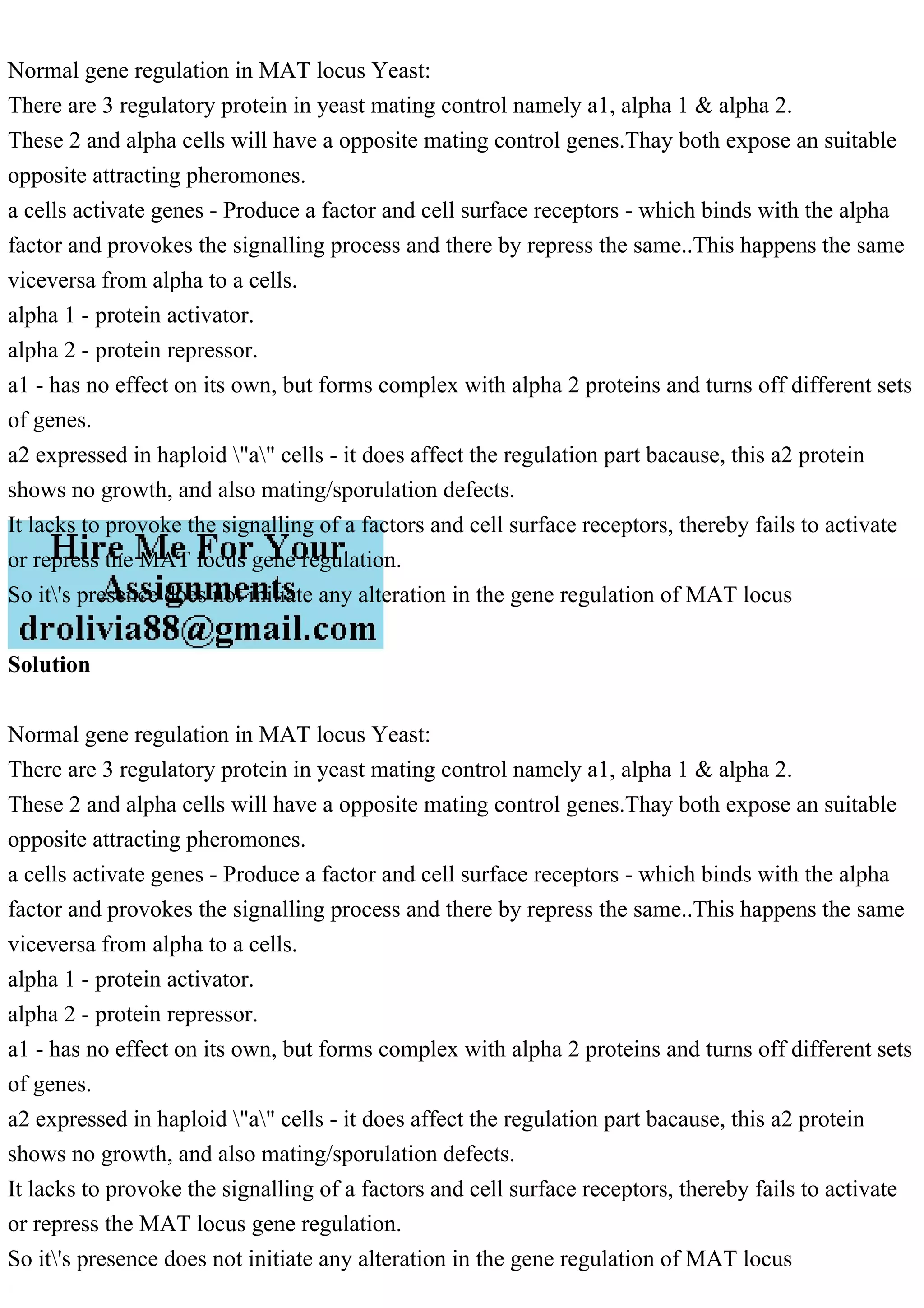 Normal gene regulation in MAT locus YeastThere are 3 regulatory p.pdf