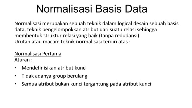Normalisasi Basis Data | PPTX