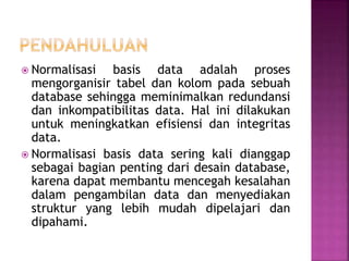 Normalisasi Basis Data untuk matakuliah basis data.ppt