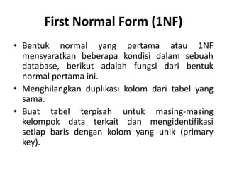 Normalisasi data - Basis Data | PPTX