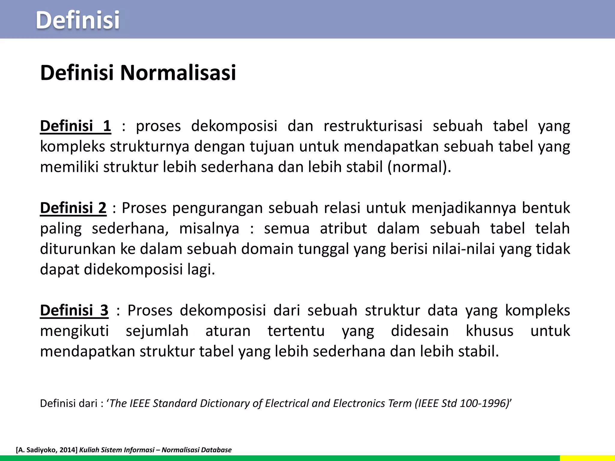 Normalisasi database 2014 | PDF
