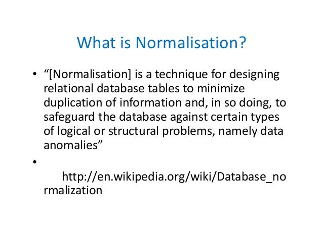 Normalisation