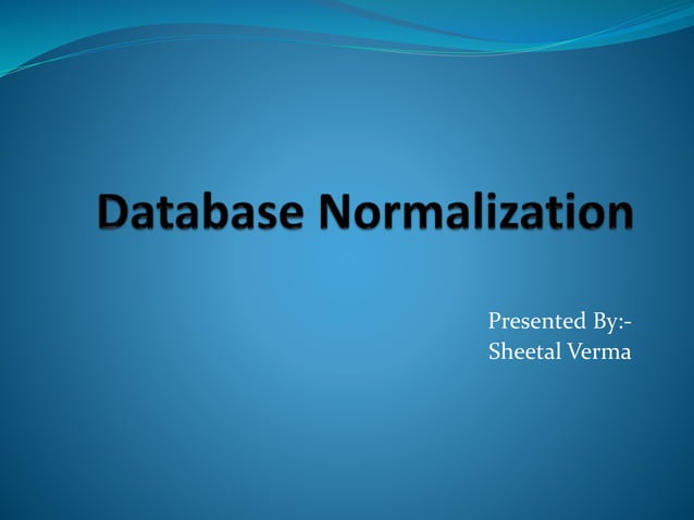 Database Normalisation | PPT