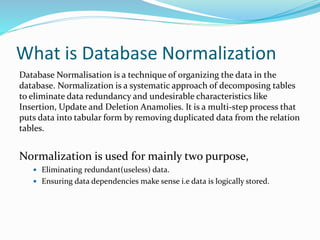 Database Normalisation | PPTX