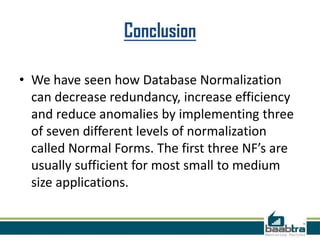 Normalisation and anomalies | PPTX