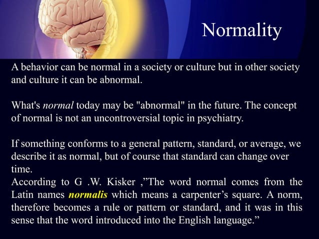 Concept of Normality and Abnormality | PPT