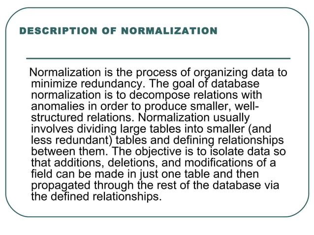 Normalization Ppt Databases Computer Software And Applications