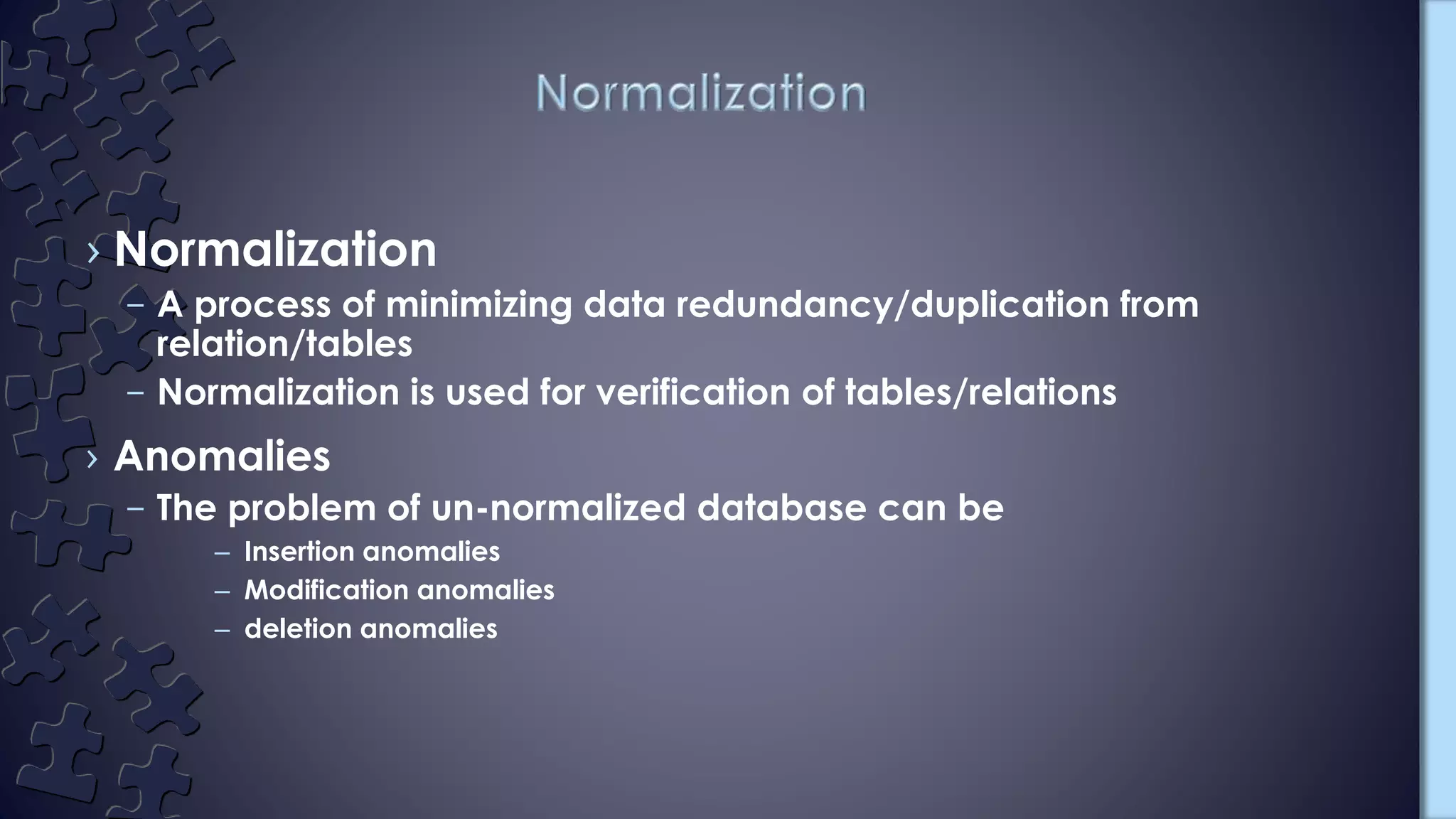 Normalization | PPTX | Databases | Computer Software and Applications