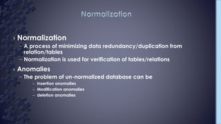 Normalization | PPTX | Databases | Computer Software and Applications