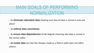 Importance of Normalization | PPTX | Databases | Computer Software and ...