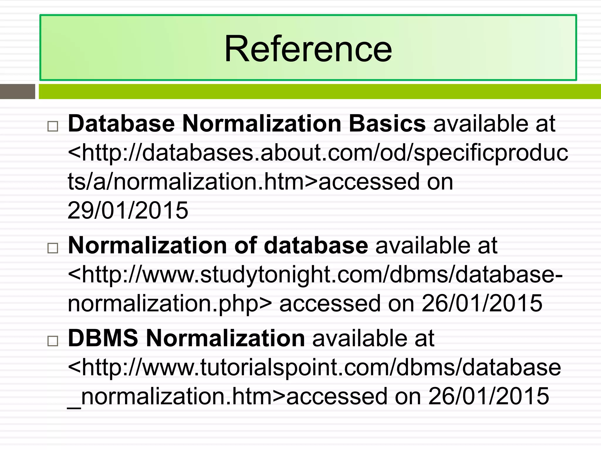 Normalization | PPTX | Databases | Computer Software and Applications