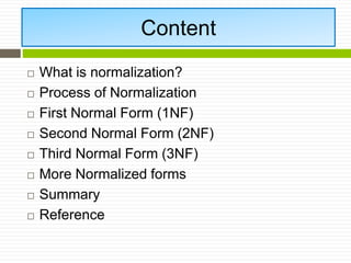Normalization | PPTX | Databases | Computer Software and Applications