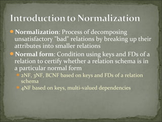 Function Dependencies and Normalization | PPT