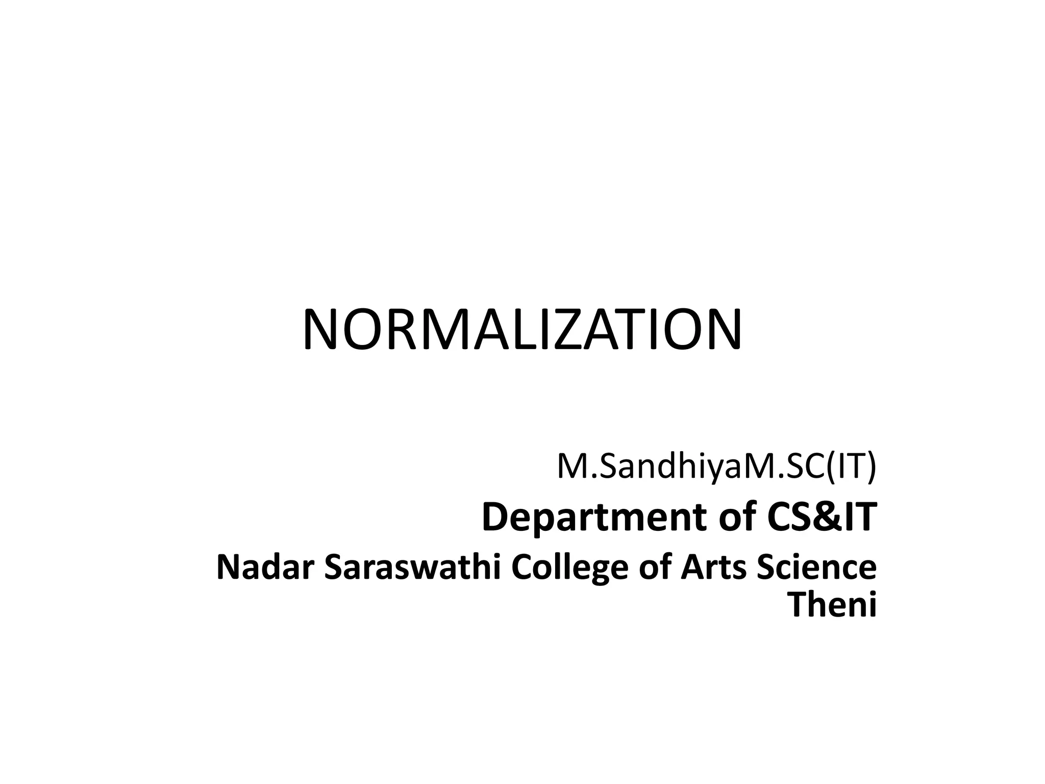 Normalization | PPT