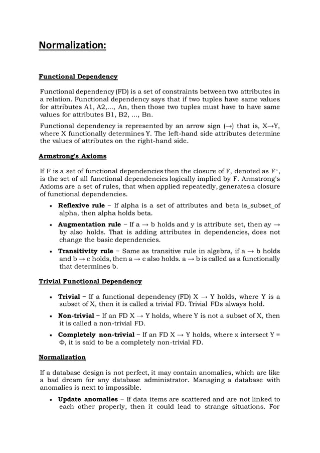 FD, Normalization, BCNF - Understanding Functional Dependency and Database Normalization | PDF