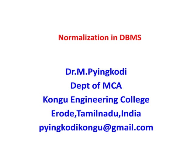Normalization in DBMS | PDF