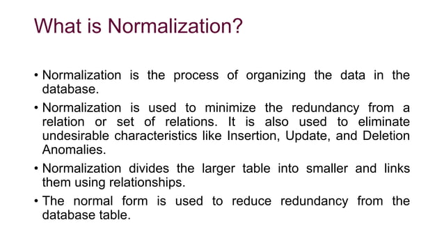Normalization and three normal forms.pptx | Databases | Computer ...