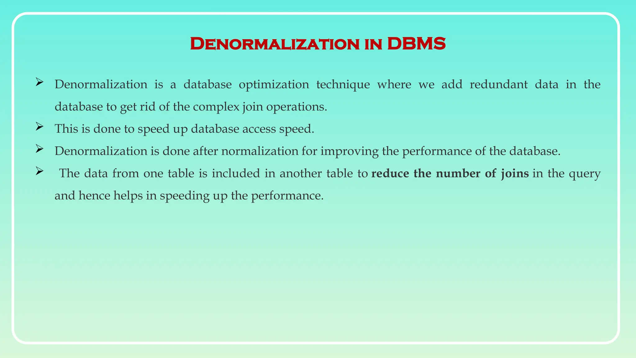 Normalization in rdbms types and examples | PPTX