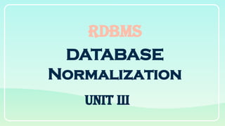 Normalization in Relational database management systems | PPTX