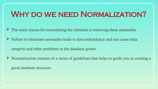 Normalization in Relational database management systems | PPTX