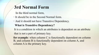 normalization of database management ppt | PPTX