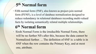 normalization of database management ppt | PPTX