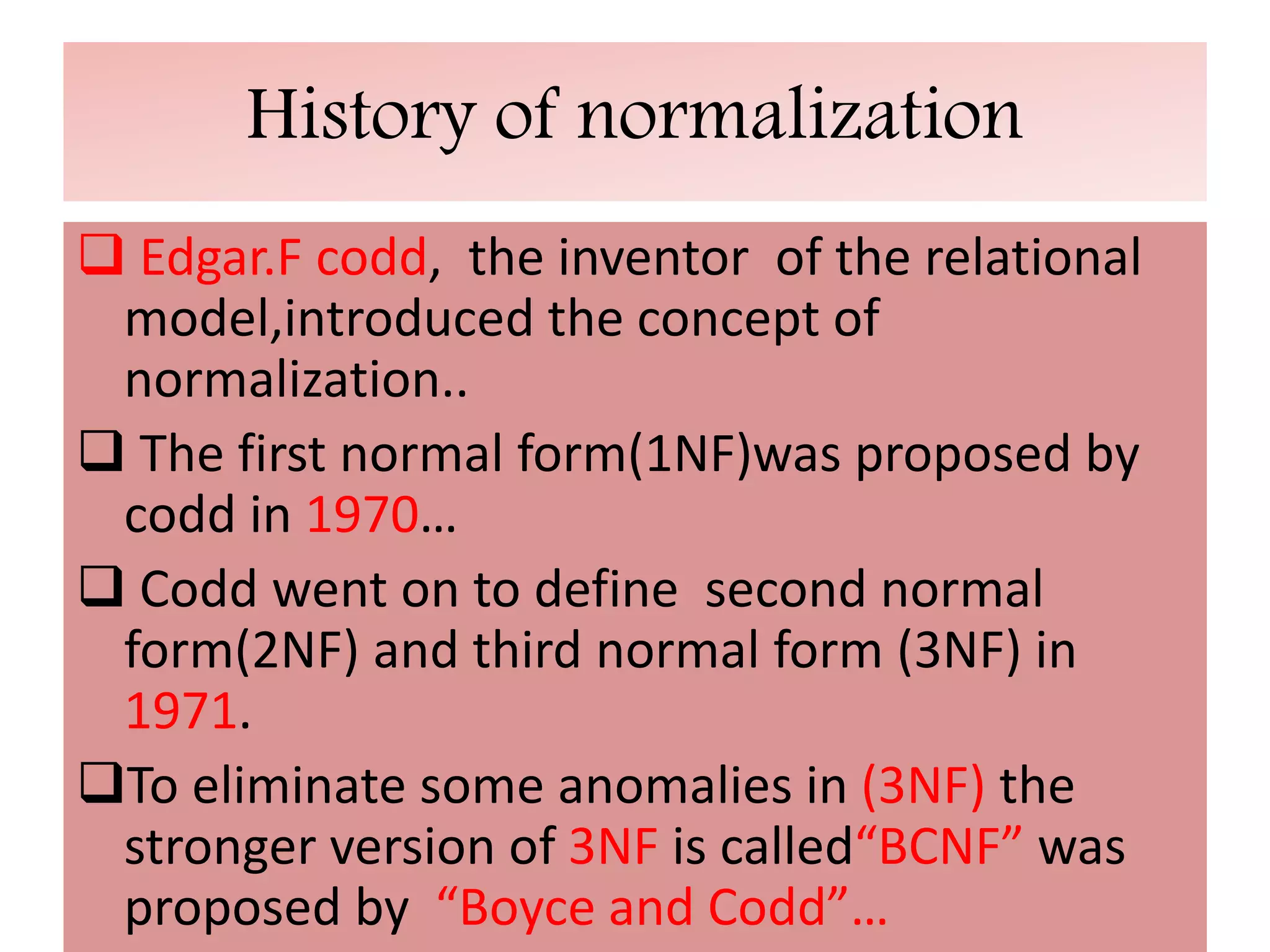 Normalization 1 nf,2nf,3nf,bcnf | PPTX