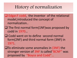 Normalization 1 nf,2nf,3nf,bcnf | PPTX