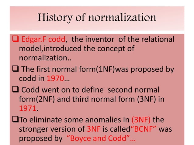 Normalization 1 nf,2nf,3nf,bcnf | PPTX