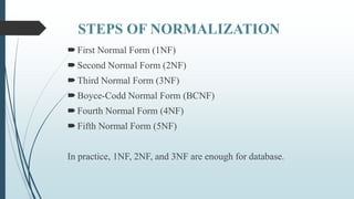 Normalization | (1NF) |(2NF) (3NF)|BCNF| 4NF |5NF | PDF