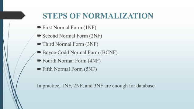 Normalization | (1NF) |(2NF) (3NF)|BCNF| 4NF |5NF | PDF | Databases ...