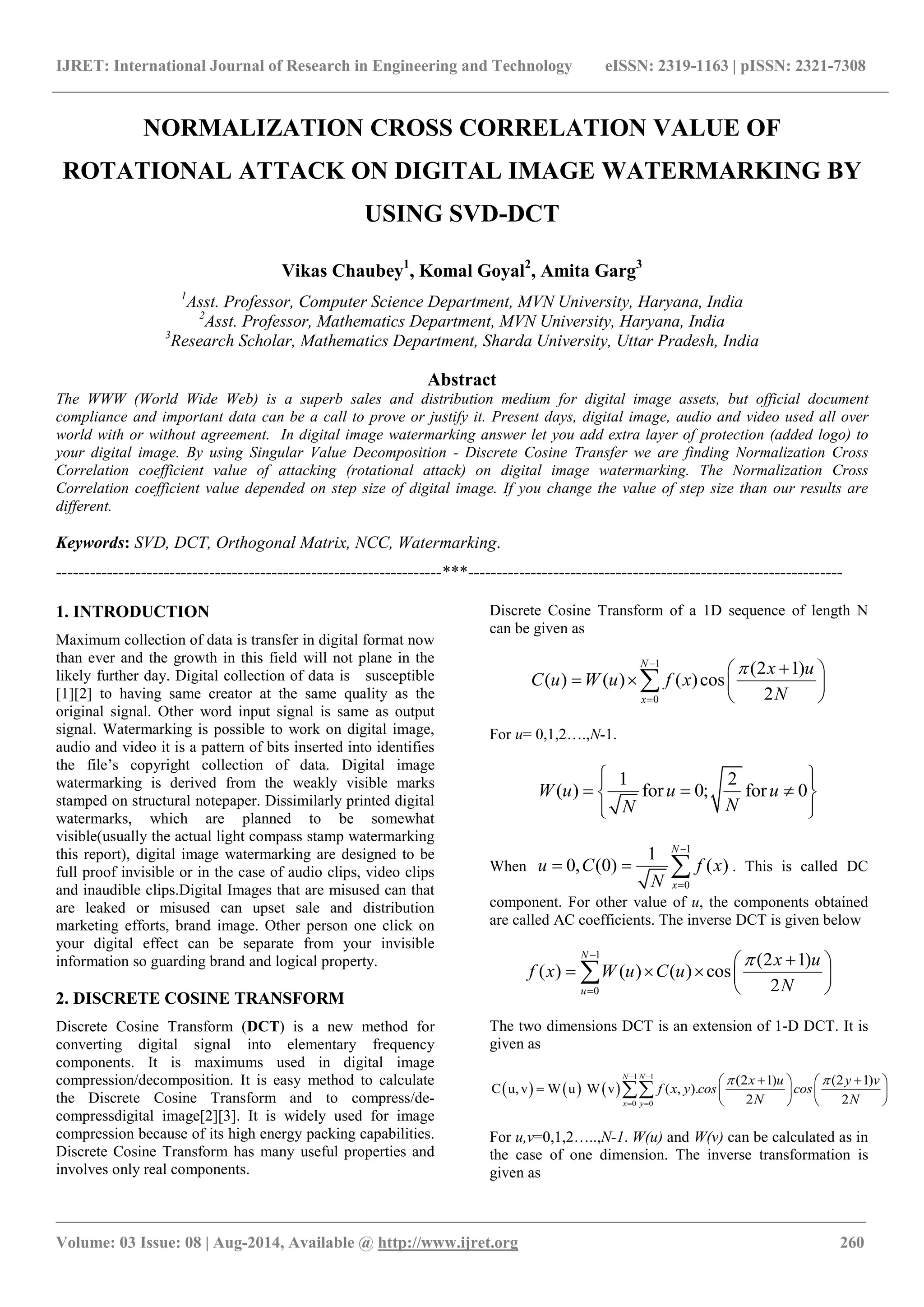 Normalization Cross Correlation Value Of Pdf