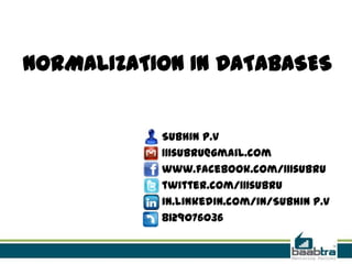Normalization in databases | PPTX