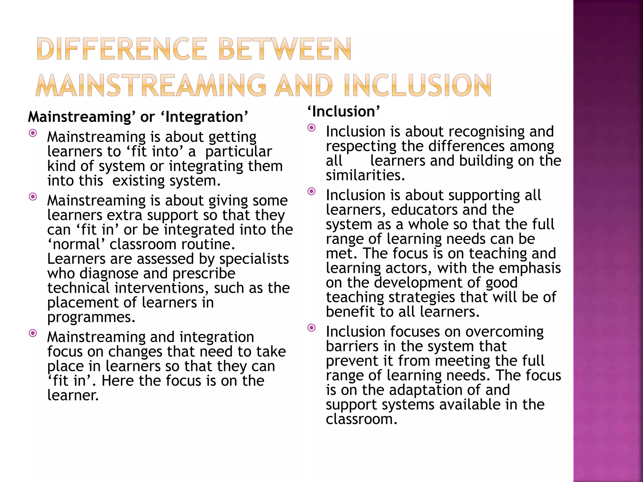 topic - Normalization maintreaming and incluion | PPTX