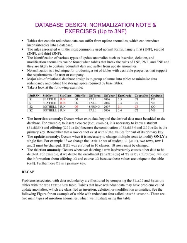Database Design Normalization Note And Exercise Pdf