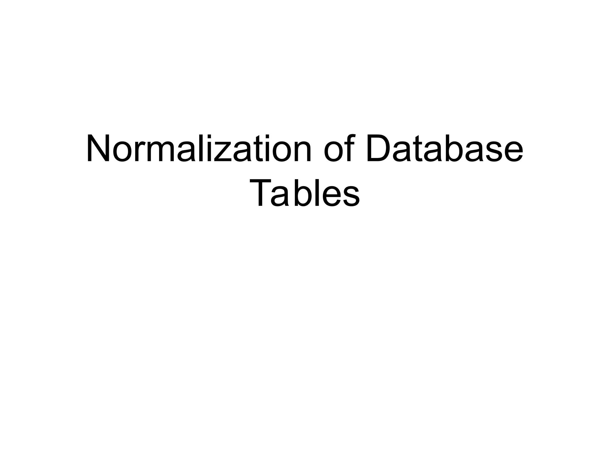 Normalization of Database Tablecxcxvvvvvvvvvvvs.ppt | Databases | Computer Software and Applications