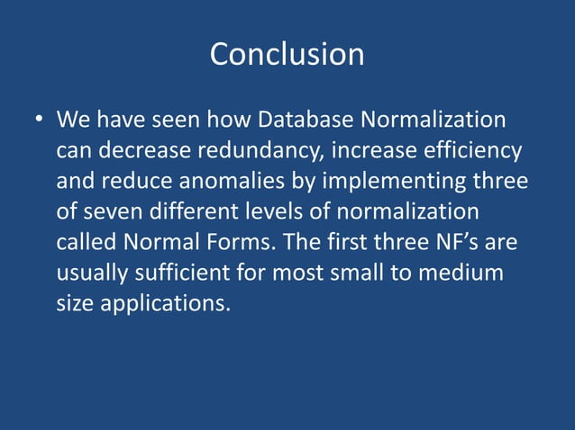 Database Normalization - First, second and Third Normal Forms with an example | PPTX