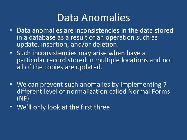 Database Normalization First Second And Third Normal Forms With An