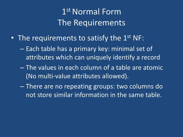 Database Normalization - First, second and Third Normal Forms with an ...