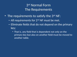 Normal forms in DBMS1st Normal Form 2nd Normal Form 3rd Normal Form | PPT