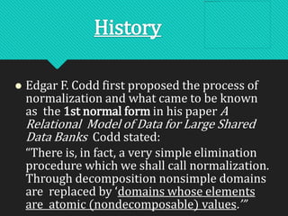 Normalization presentation in Database Management System | PPTX ...