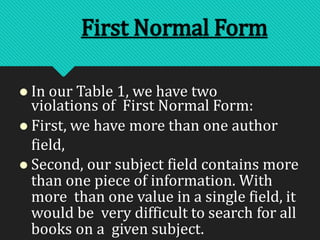 Normalization presentation in Database Management System | PPTX ...