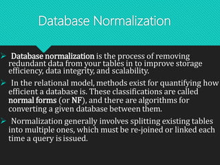 Normalization presentation in Database Management System | PPT